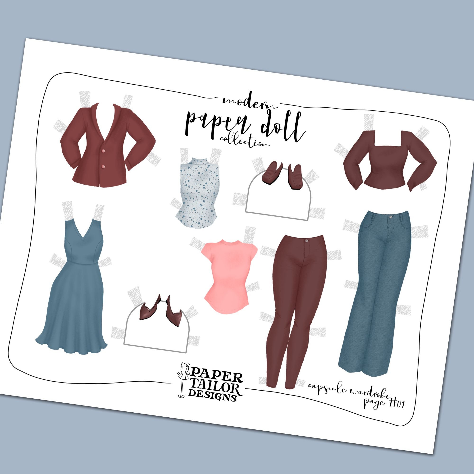 Paper Doll Capsule Wardrobe - Full Color Modern Outfits - Digital ...