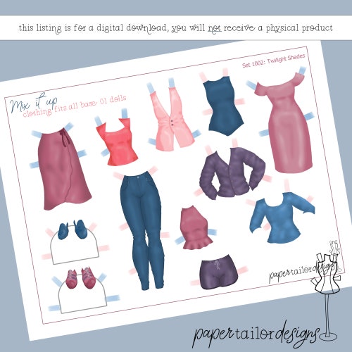 Modern Paper Doll Printable Full Color Paper Dolls Digital - Etsy