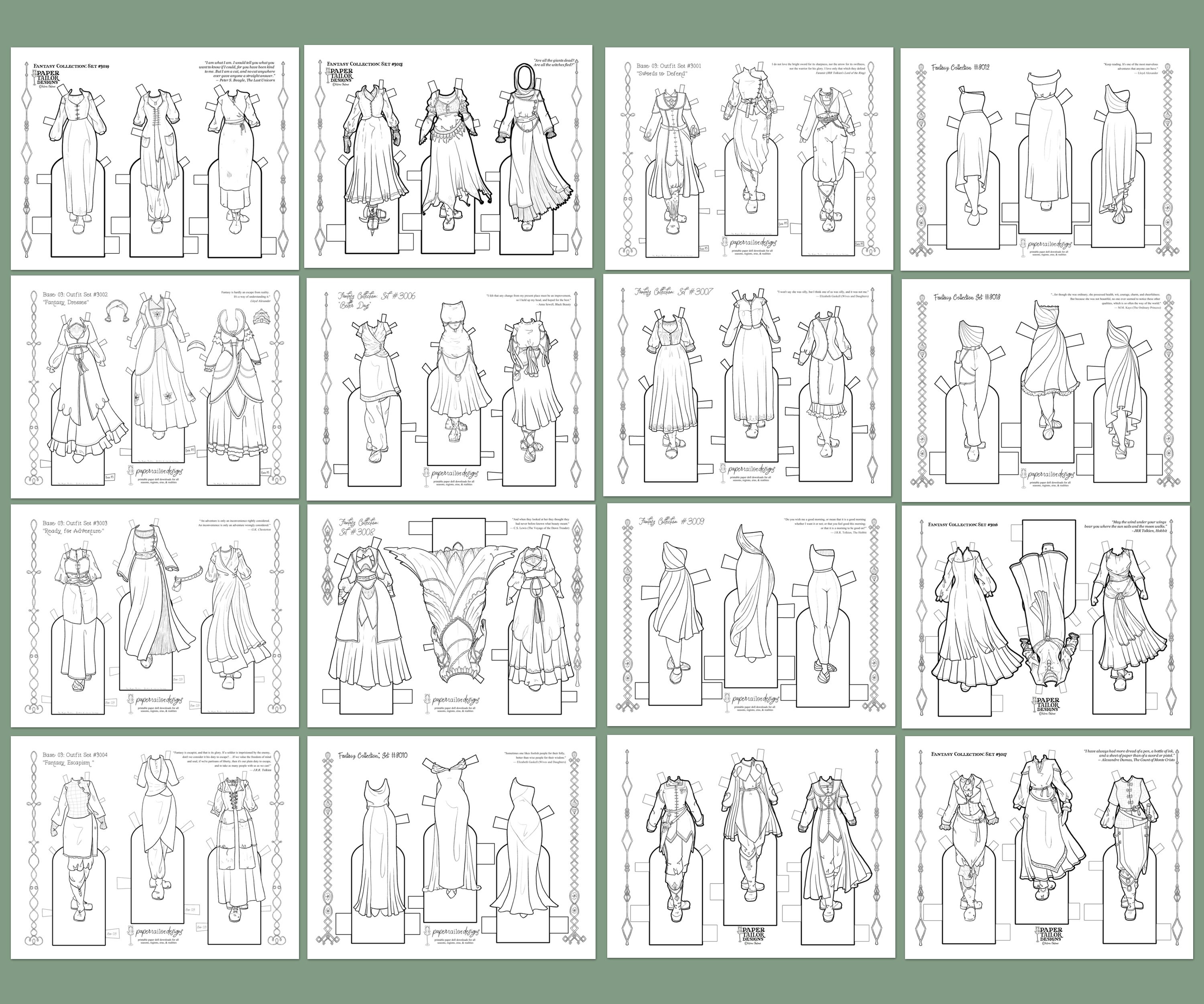 Fantasy Fashions Paper Doll Bundle 6 Dolls 48 Outfits - Etsy