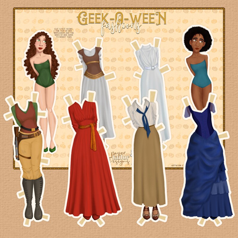 Halloween Paper Doll Set - Movie Costumes - Full Color Printable - Etsy