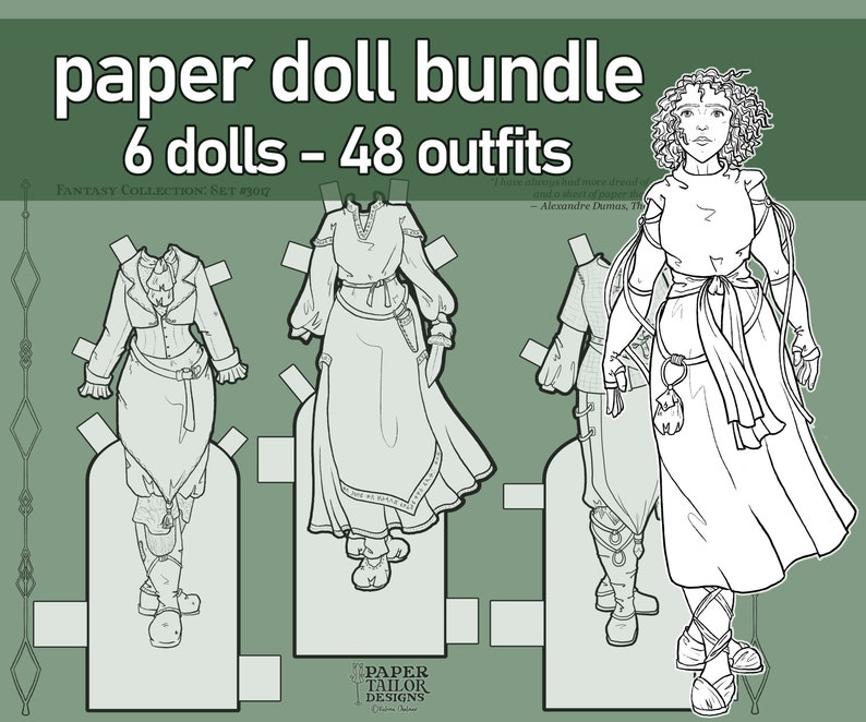 Fantasy Fashions Paper Doll Bundle 6 Dolls 48 Outfits - Etsy