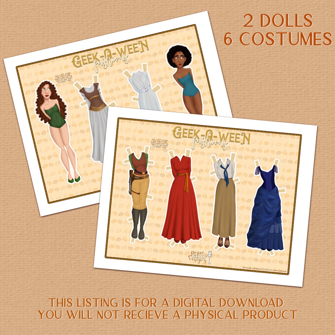 Halloween Paper Doll Set - Movie Costumes - Full Color Printable - Etsy