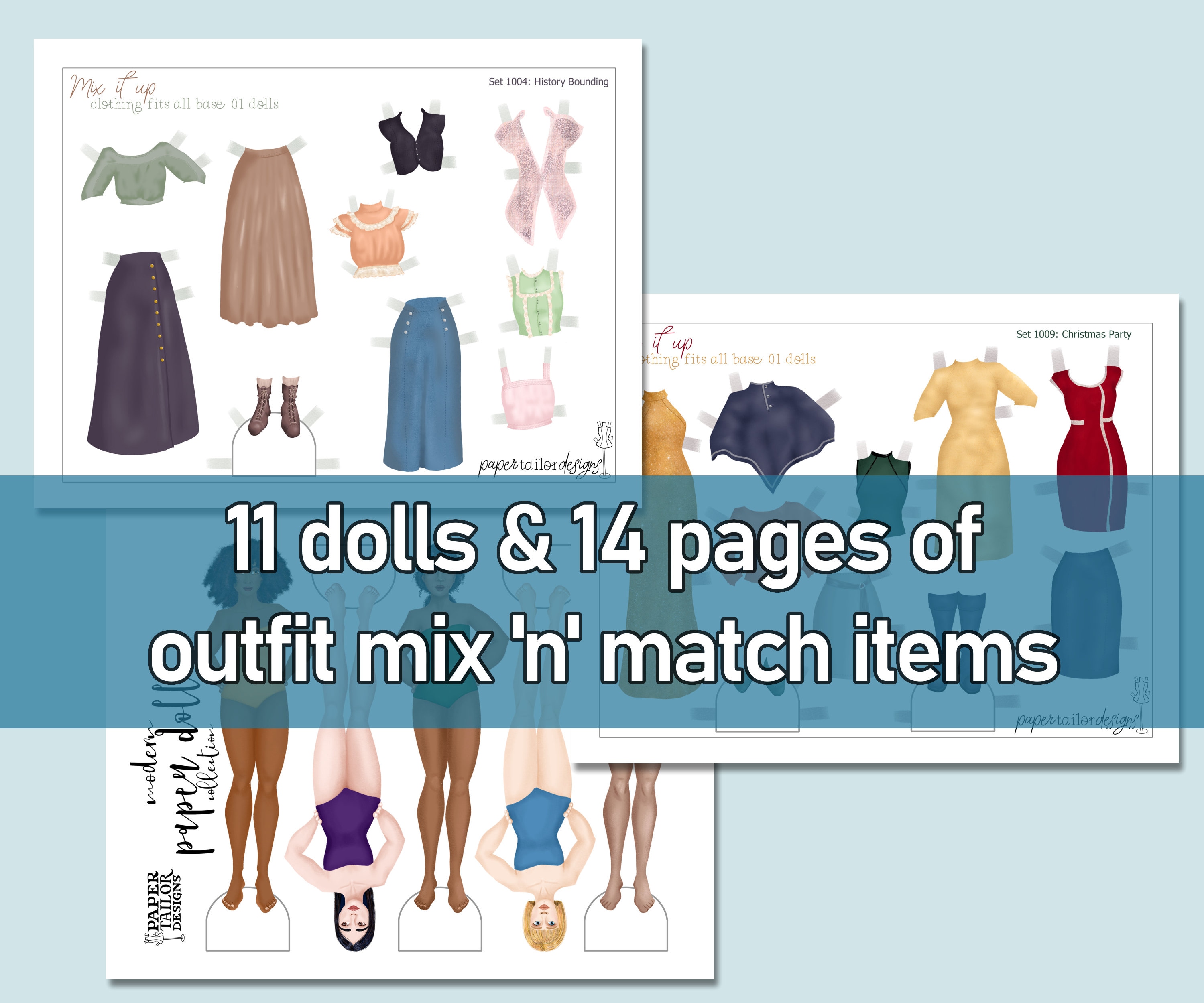 Modern Fashions Paper Doll Bundle 11 Dolls 50+ Outfits - Etsy