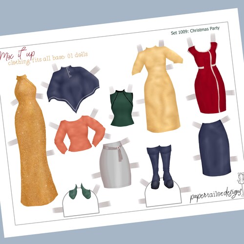 Christmas Party Look Digital Paper Doll Instant Download - Etsy