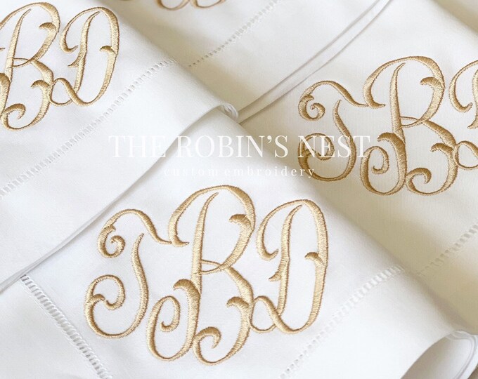 Custom Embroidered Linen Dinner Napkins Monogrammed Wedding Napkins ...