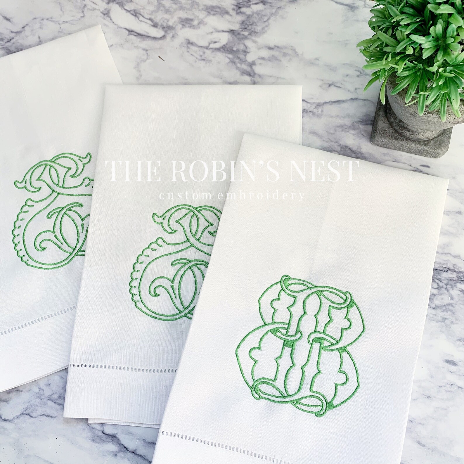 Double Monogram Linen Guest Towel Tea Towel Double Initial - Etsy