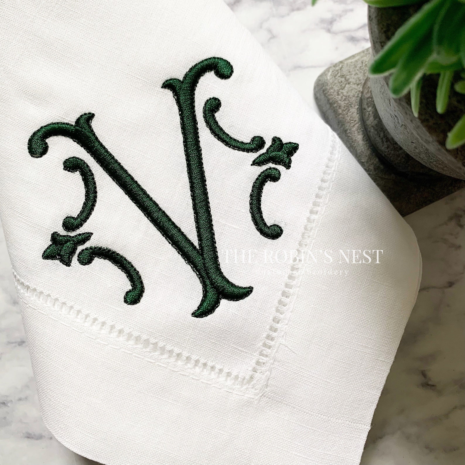 Custom Embroidered Linen Dinner Napkins Linen/cotton Blend Wedding ...