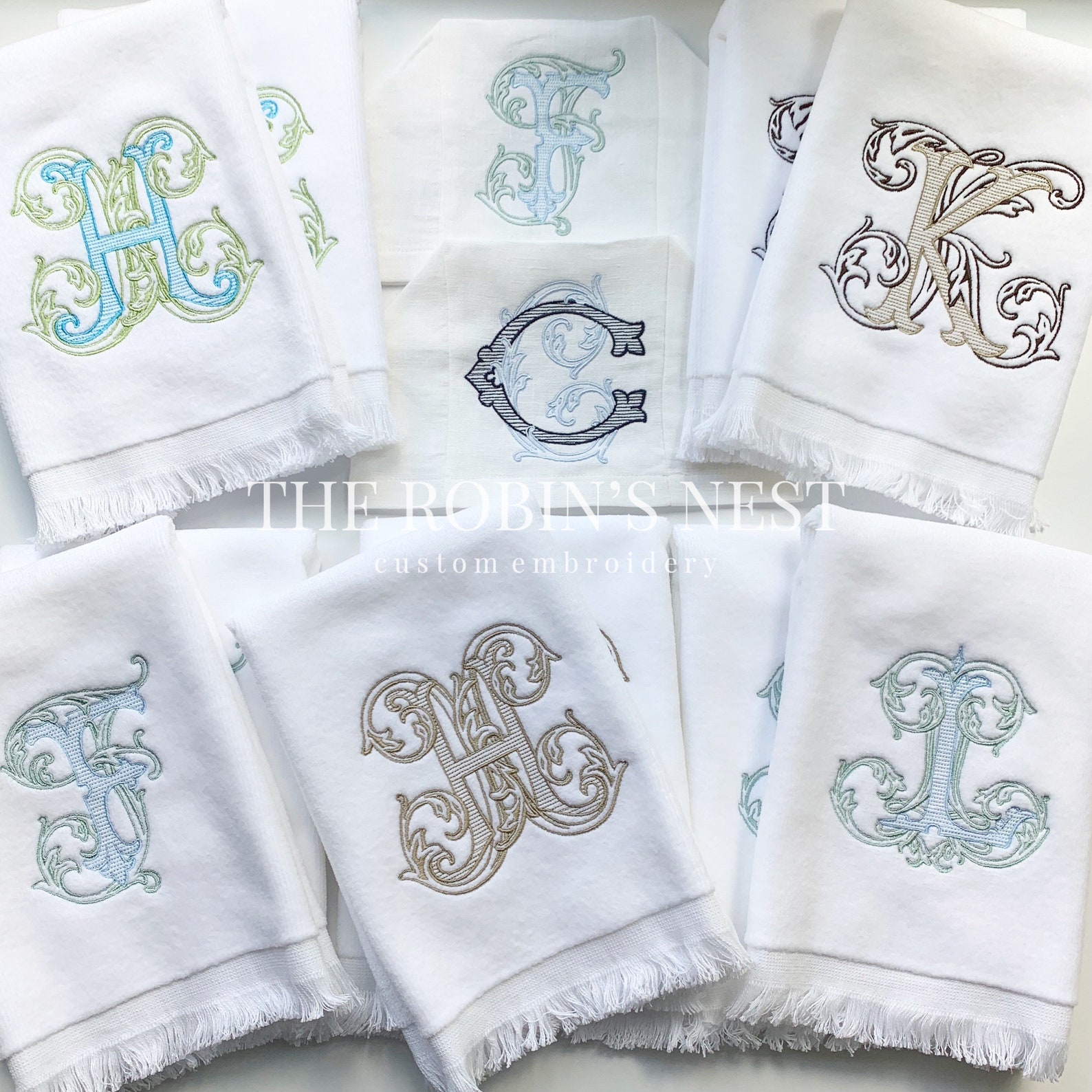 Antique Double Monogrammed Fingertip Towels and Monogrammed - Etsy