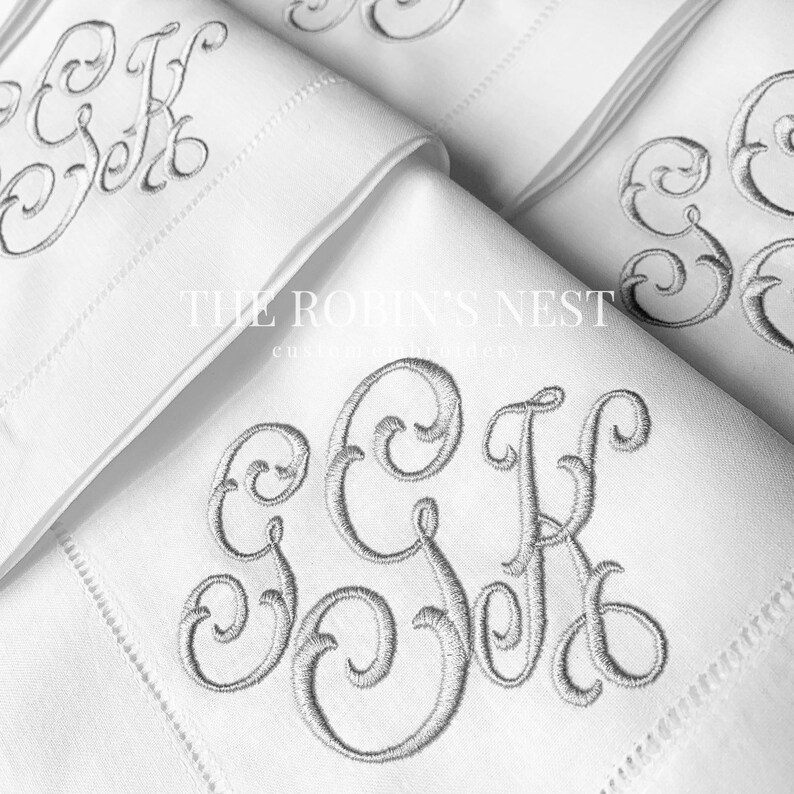 Custom Embroidered Linen Dinner Napkins Monogrammed Wedding | Etsy