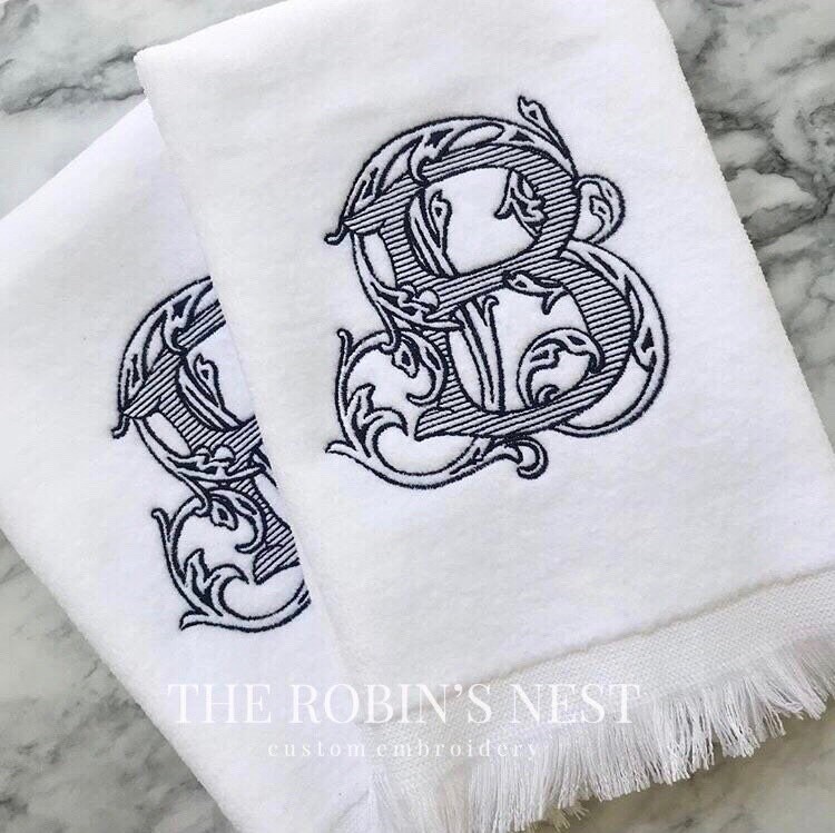 Antique Double Monogrammed Fingertip Towels and Monogrammed | Etsy