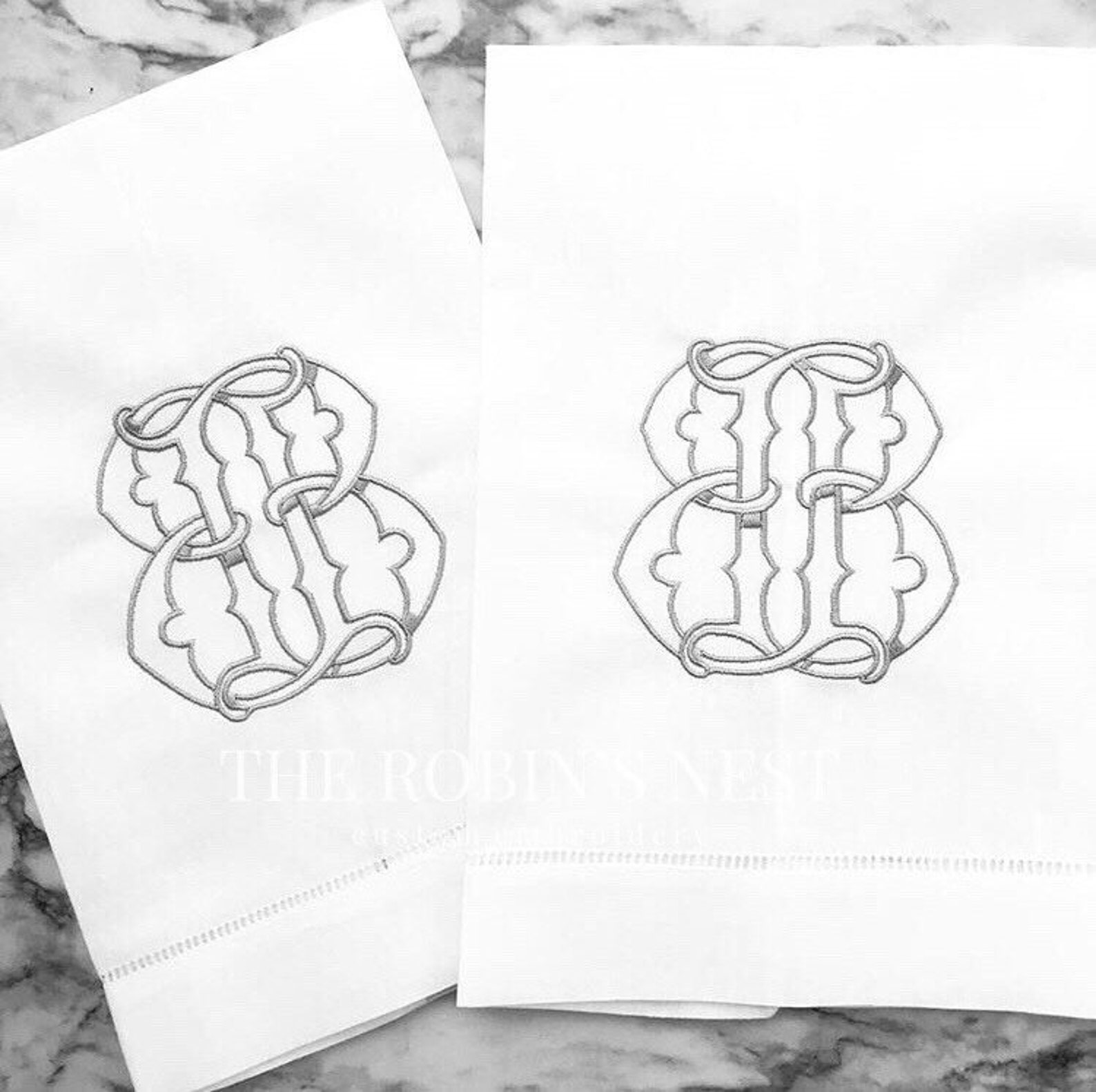 Double Monogram Linen Guest Towel Tea Towel Double Initial - Etsy