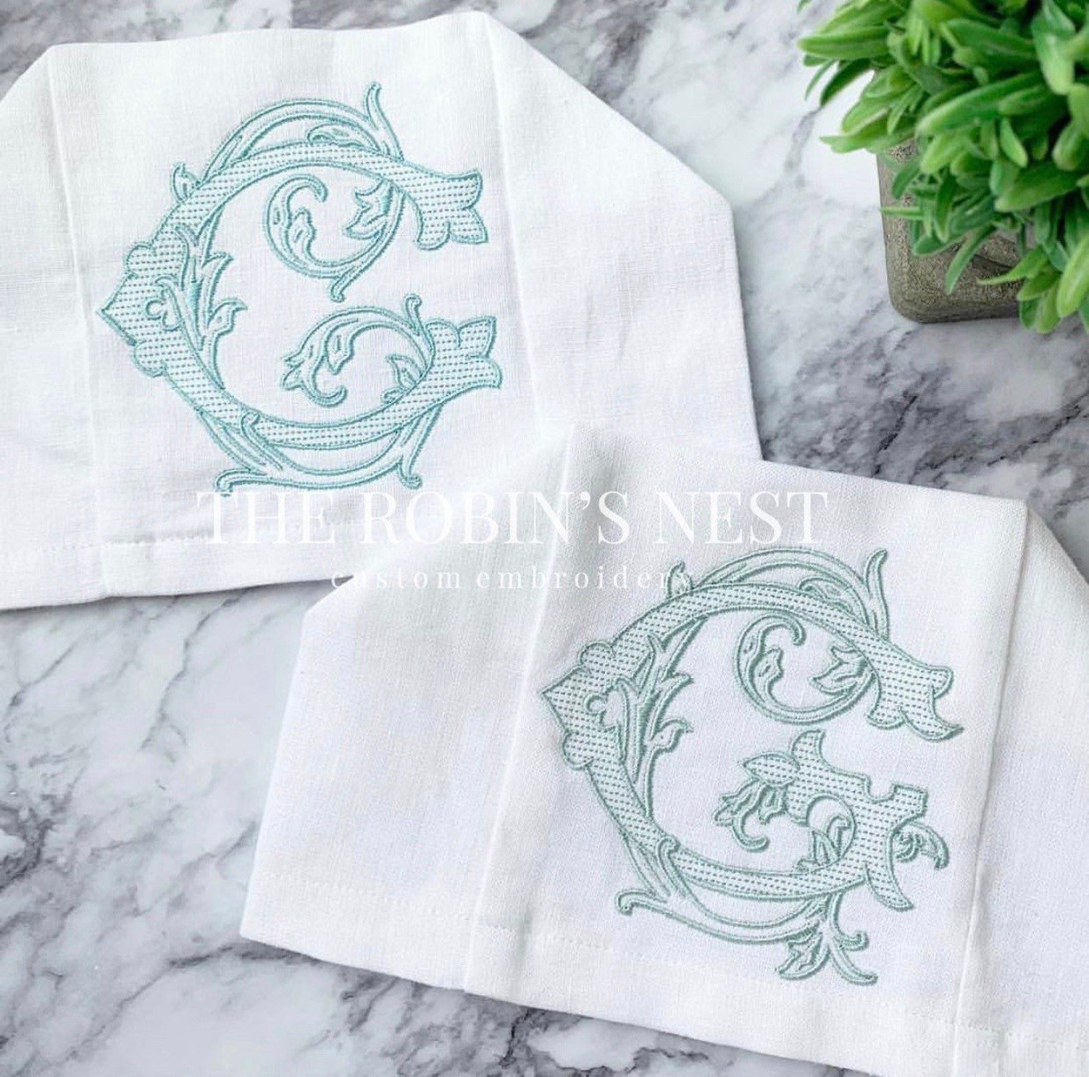 Custom Monogrammed Linen Tissue Box Cover Embroidered Antique - Etsy