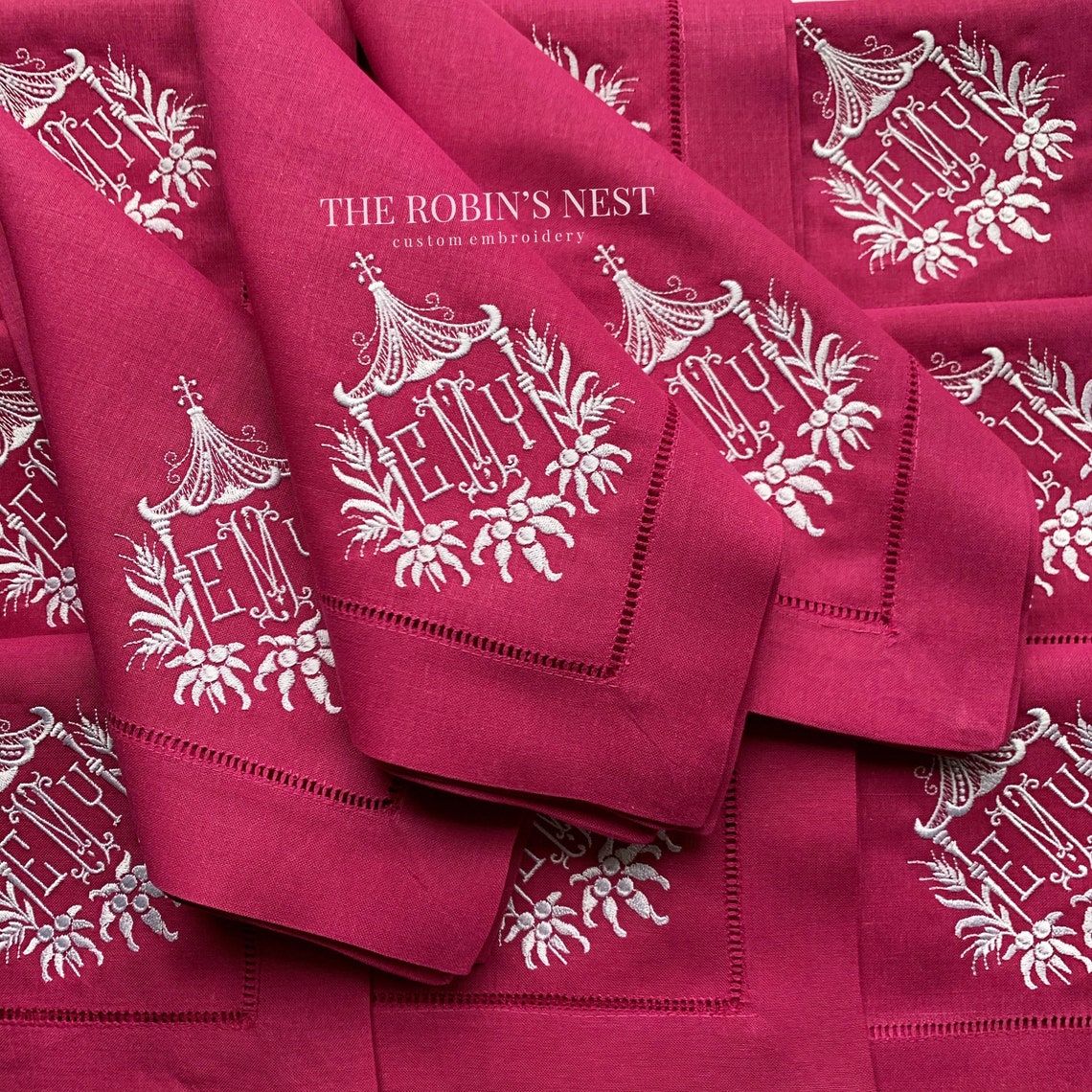 Monogrammed Linen Dinner Napkins Custom Embroidery Dinner - Etsy