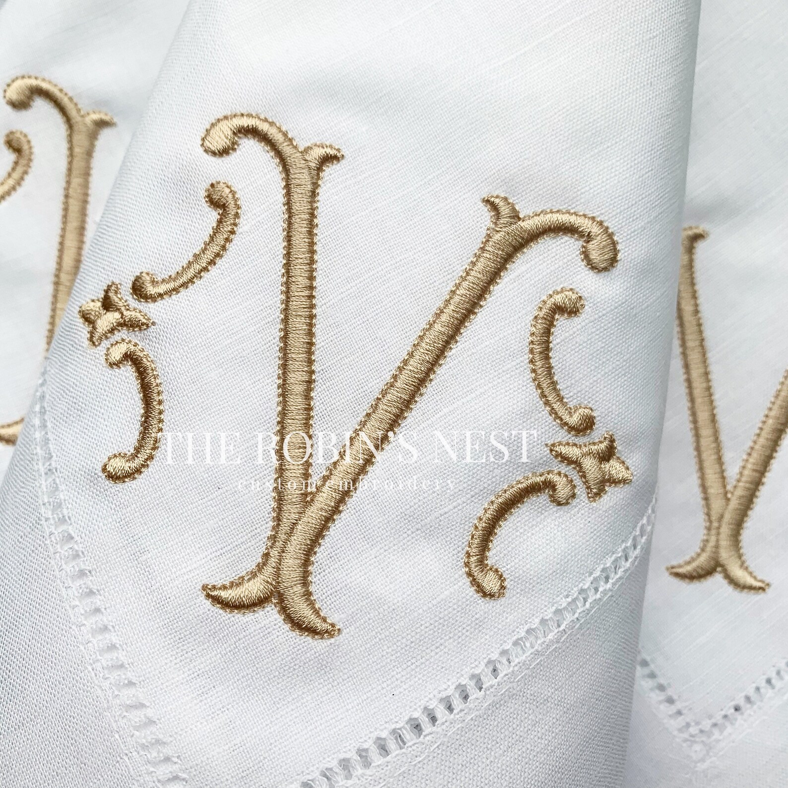 Custom Embroidered Linen Dinner Napkins Linen/cotton Blend Wedding ...