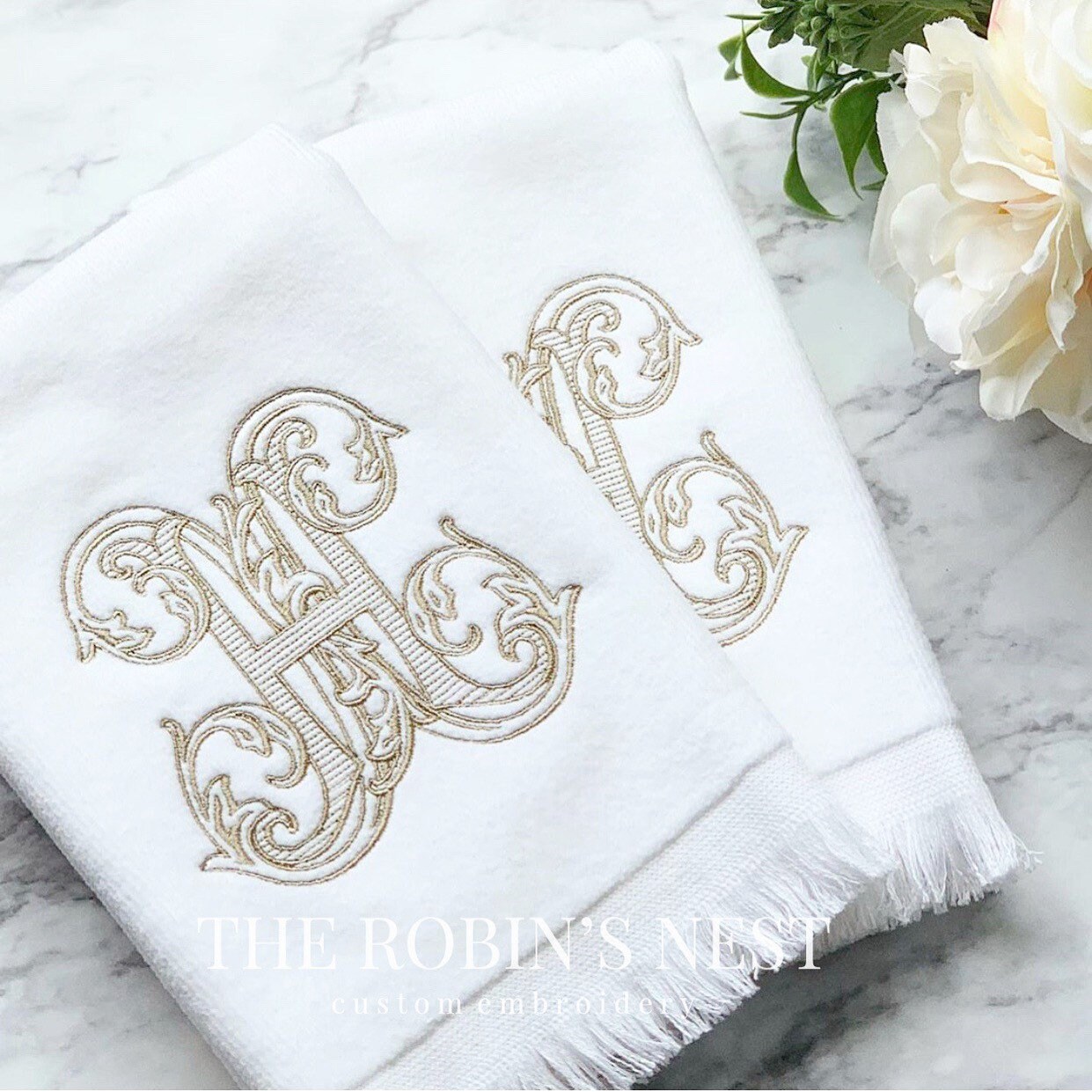 Antique Double Monogrammed Fingertip Towels and Monogrammed - Etsy