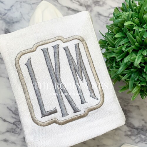 Monogrammed Linen Tissue Box Cover Custom Embroidery - Etsy