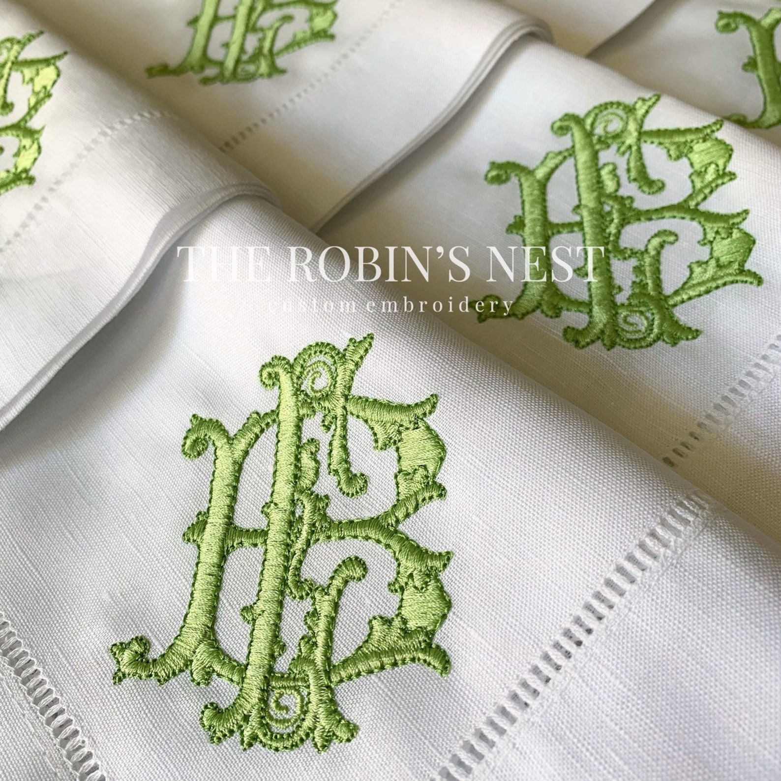 Custom Embroidered Linen Dinner Napkins Linen/cotton Blend - Etsy