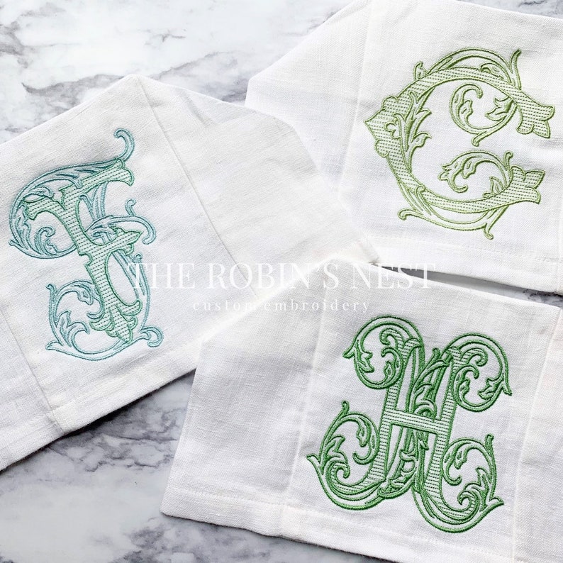 Custom Monogrammed Linen Tissue Box Cover Embroidered Antique - Etsy