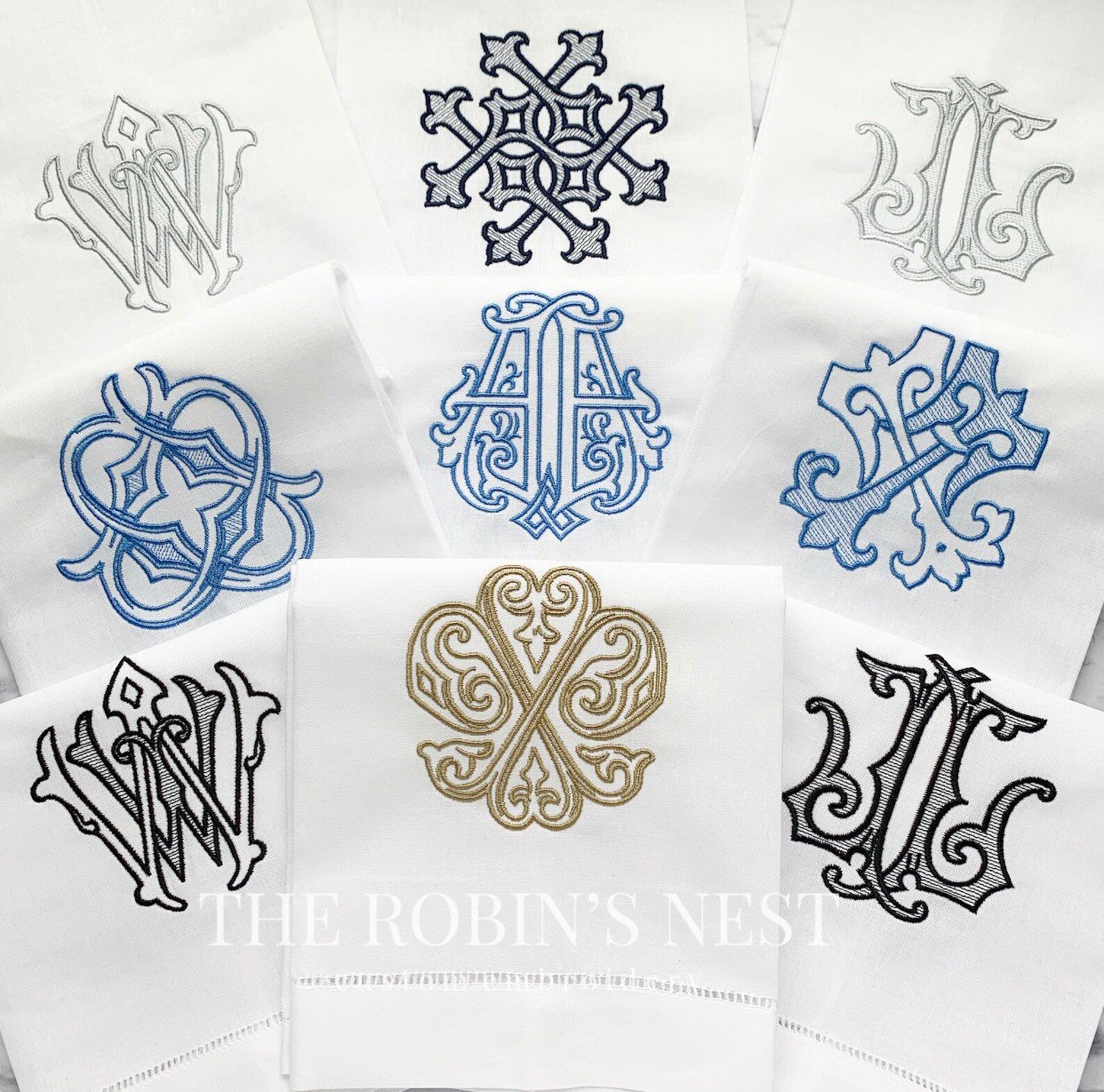 Double Monogram Linen Guest Towel Tea Towel Double Initial - Etsy