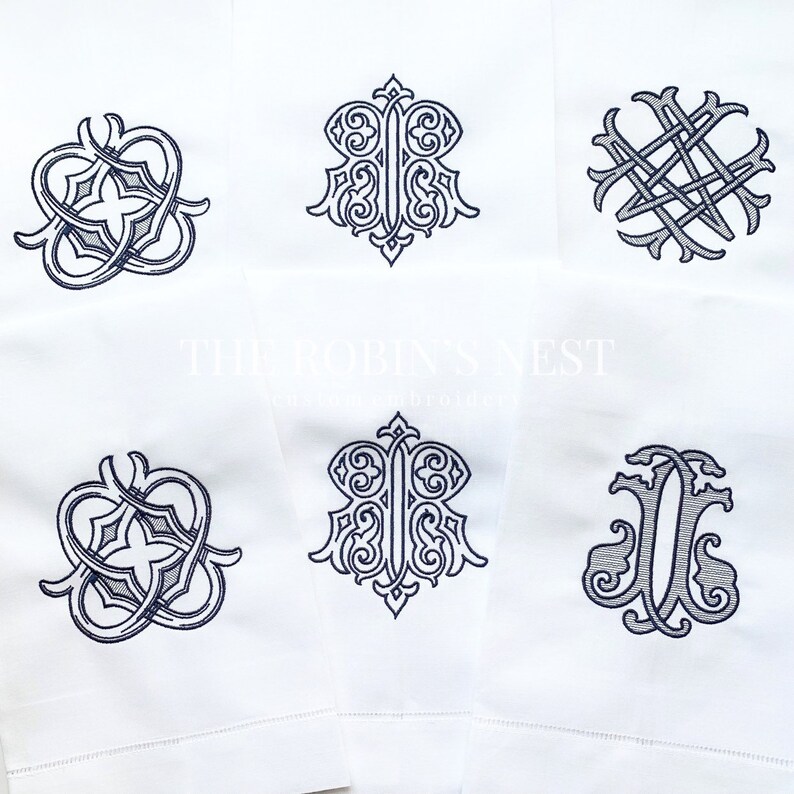 Double Monogram Linen Guest Towel Tea Towel Double Initial - Etsy