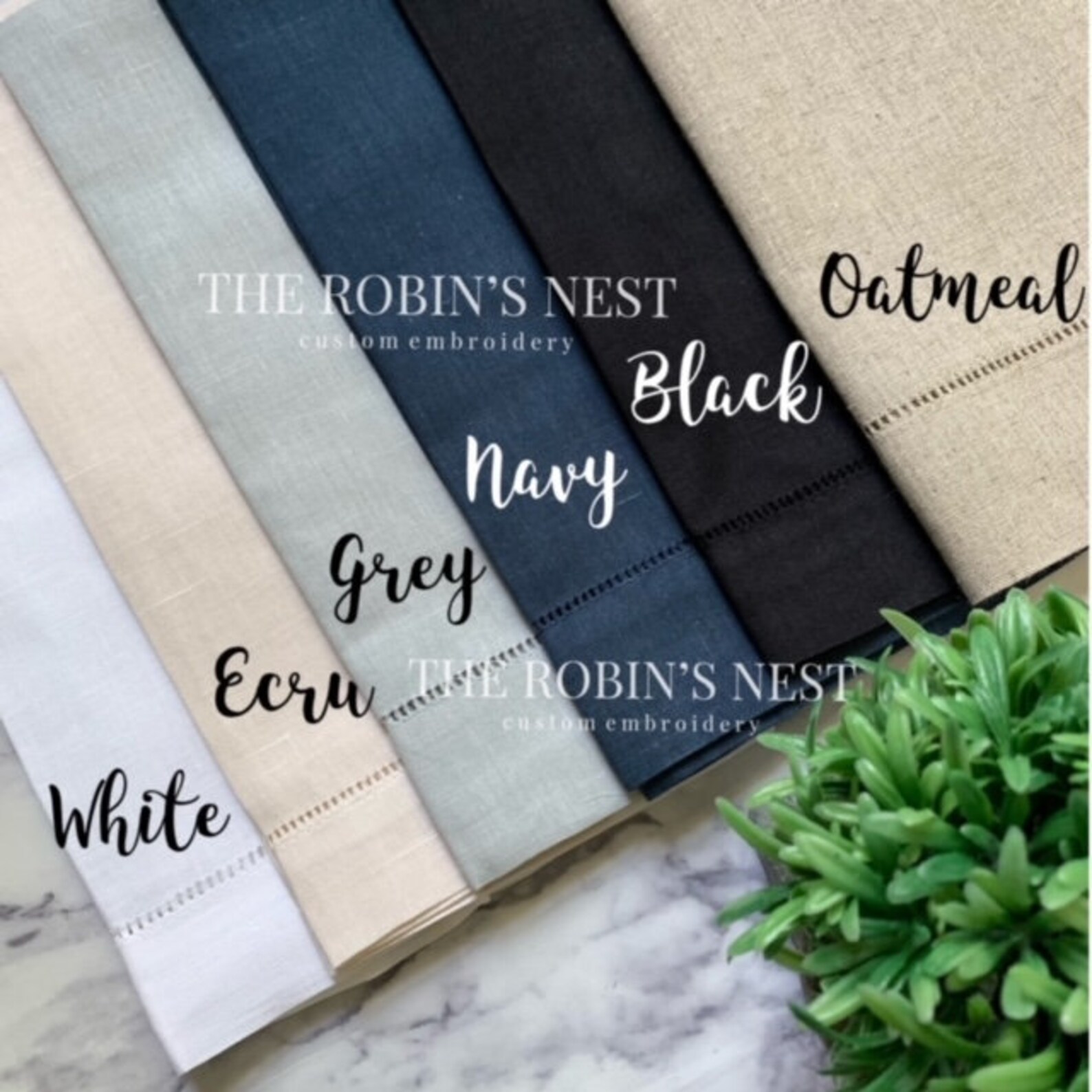 Custom Embroidered Linen Dinner Napkins Monogrammed Wedding | Etsy