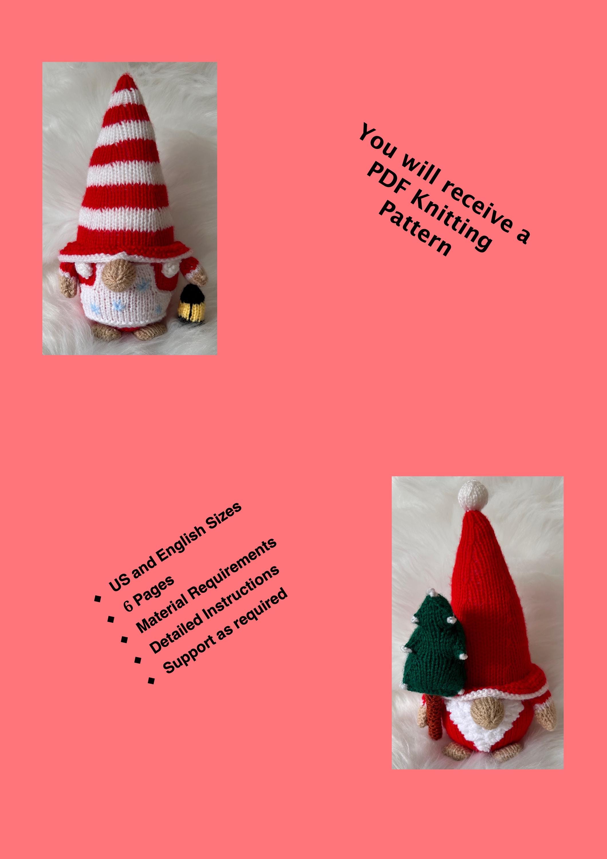 PDF Knitting Pattern - Santa and Mrs Claus Gnomes/gonks - 23 Cms High ...