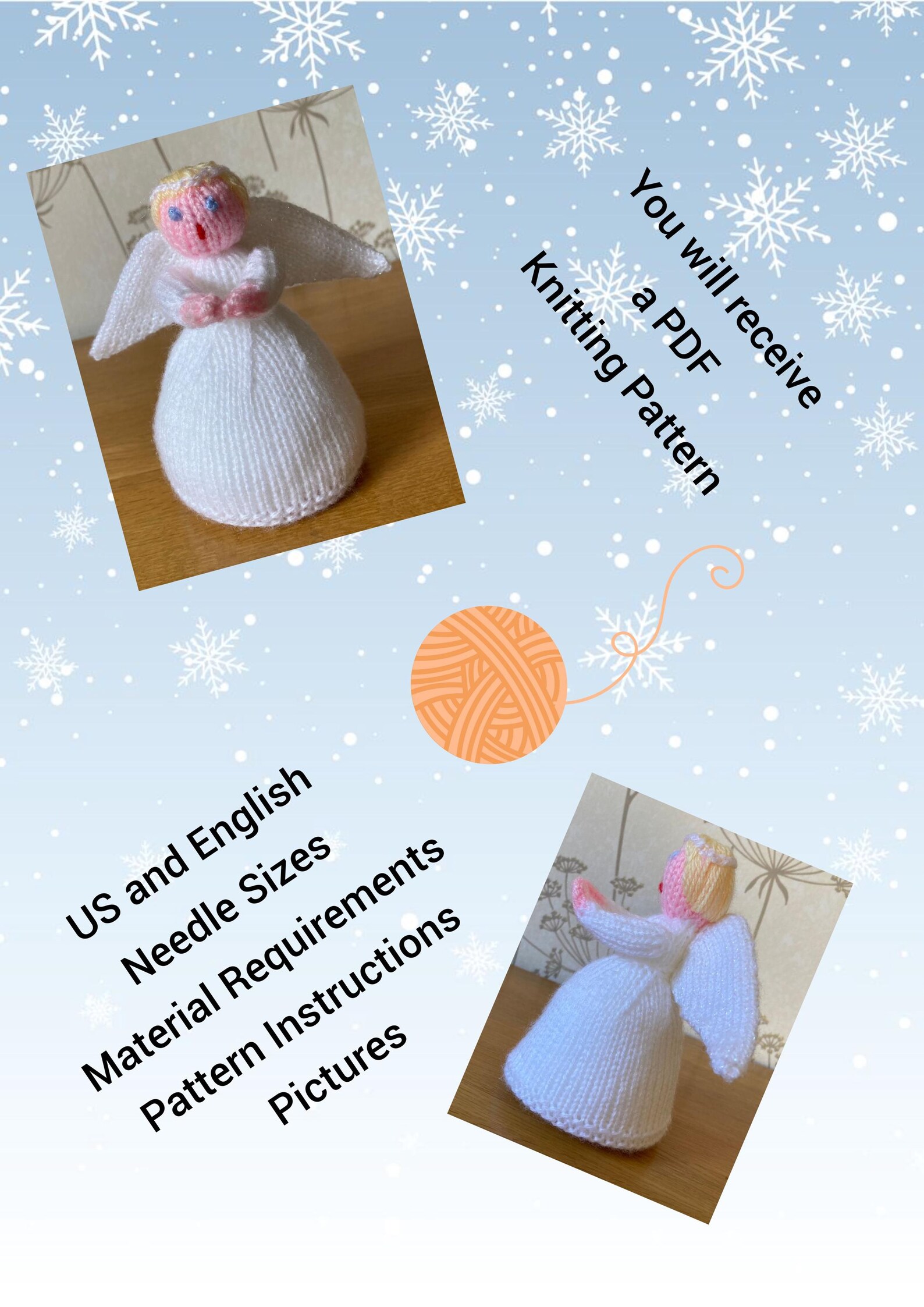 PDF Knitting Pattern - Christmas Angel, Decoration 15cm/5.5" High - Etsy