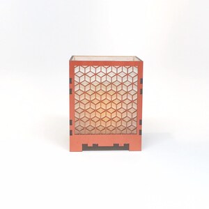 Roman Tumbling Block Patterned Desktop Votive Candle Lamp, Traditional ...