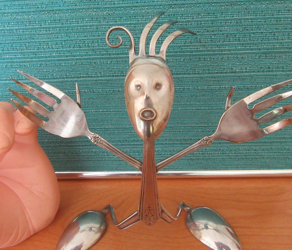 Retro Kitschy Spoon Man Sculpture Made From Silverware | Etsy