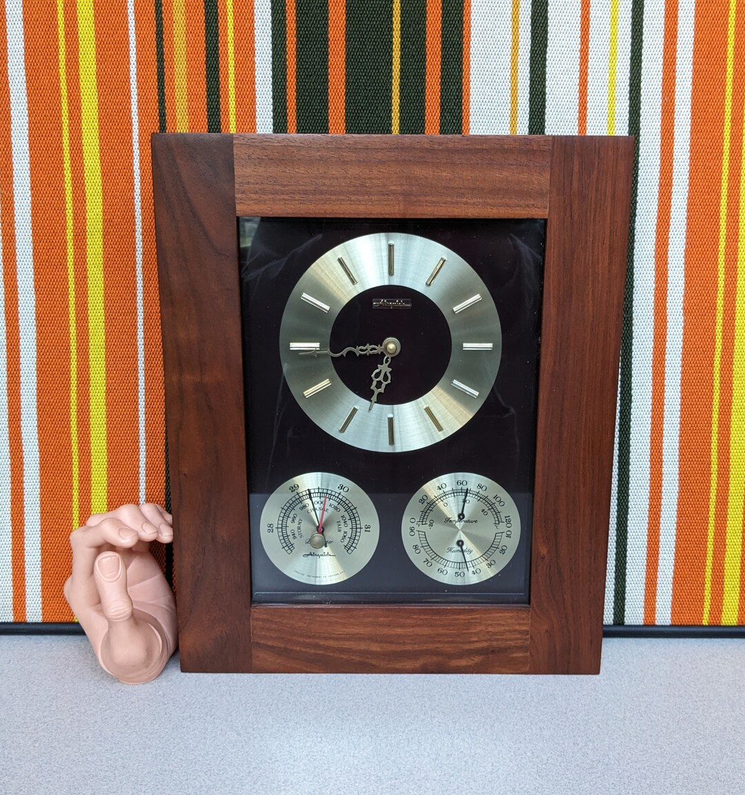 Vintage MCM Sixties Airguide Weather Station Clock Thermometer ...