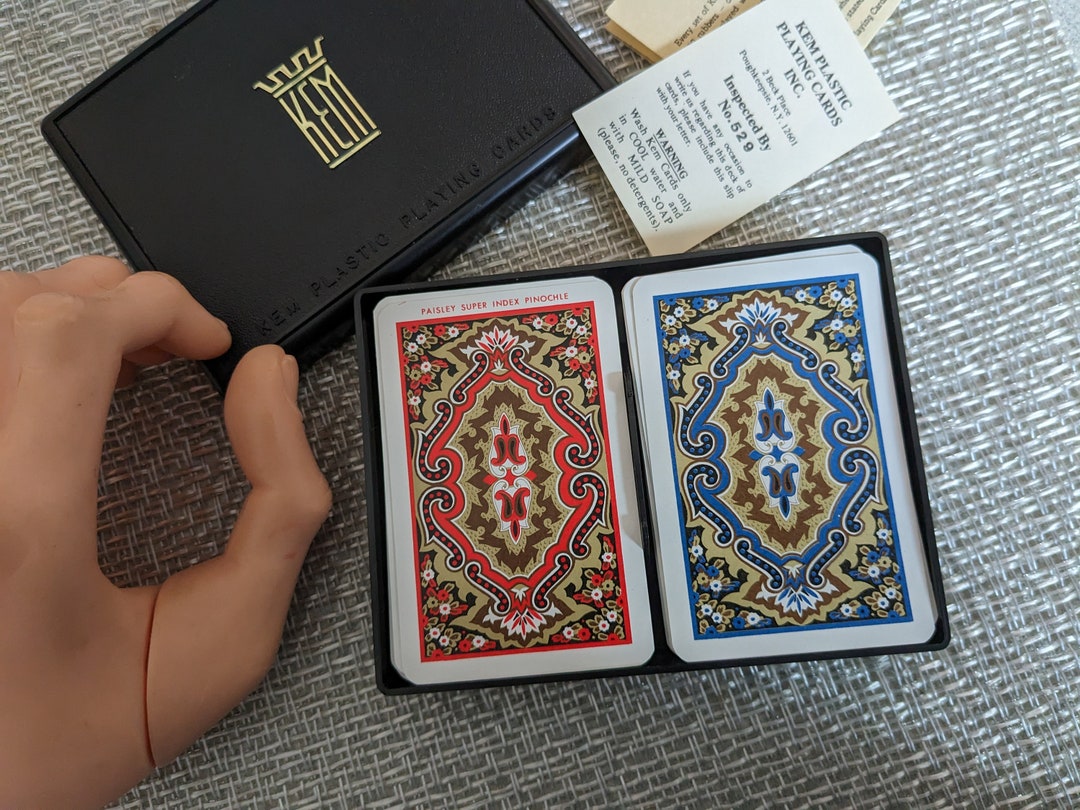 Vintage New Kem Cards Plastic Coated Pinochle Playing Cards Info Cards ...