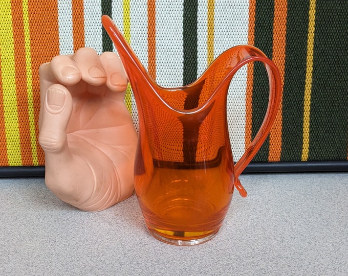Mid Century Modern Viking Orange Glass Swung Pitcher Small 6.75 Inches ...