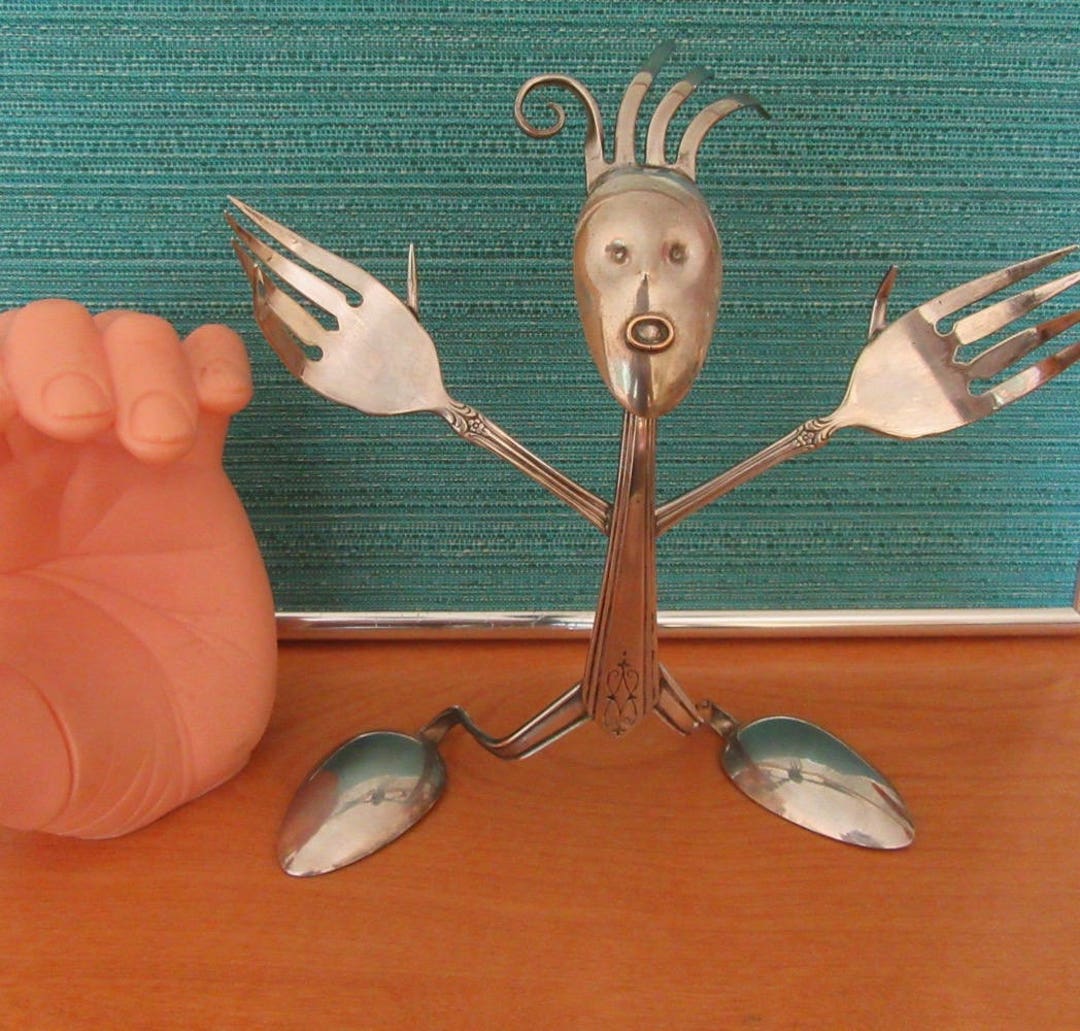 Retro Kitschy Spoon Man Sculpture Made From Silverware - Etsy