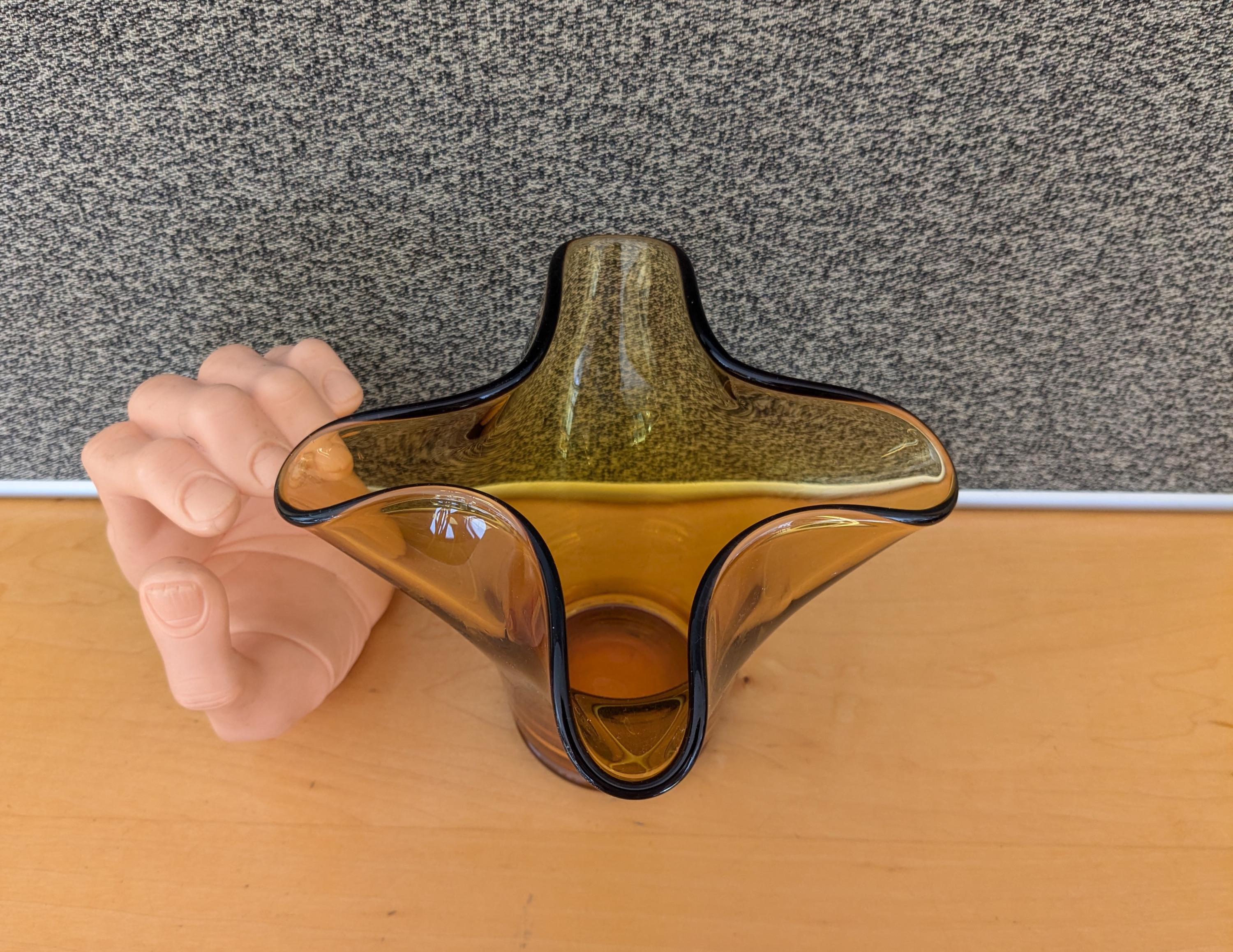 MCM Viking Glass Vase Harvest Gold Rare Piece & Color Excellent ...
