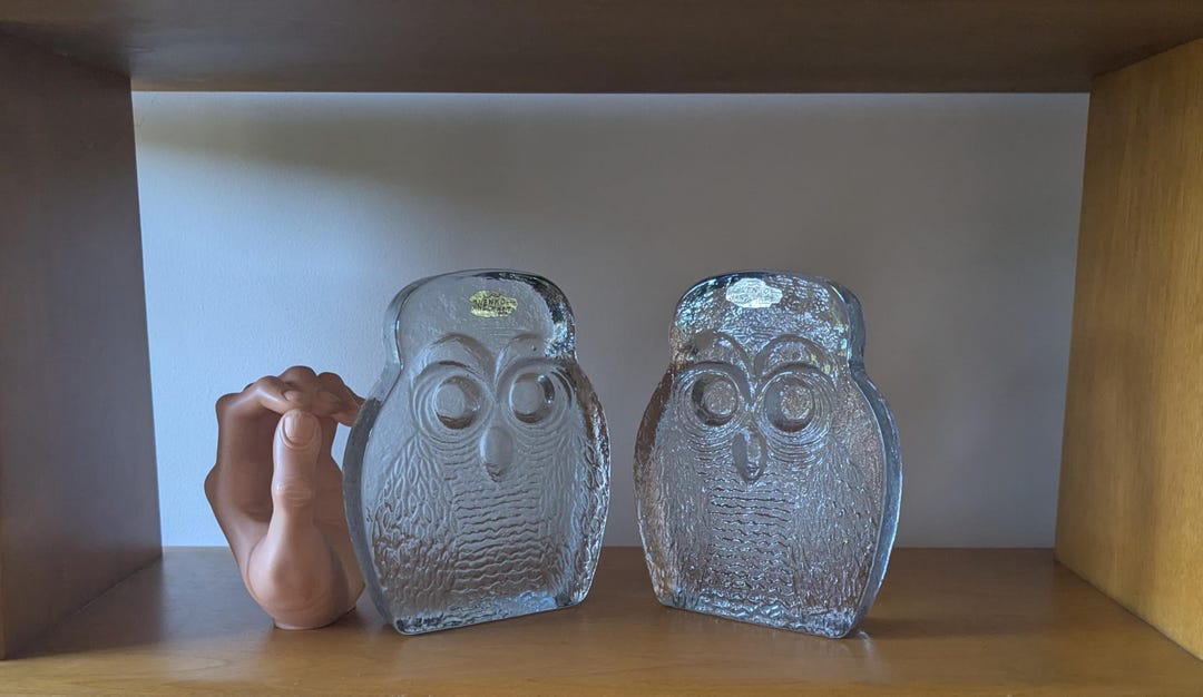 Vintage Blenko Pair of Owls MCM Art Glass Perfect Minimal Design ...