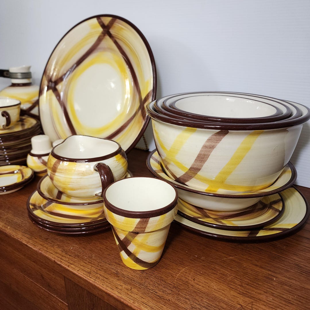 Midcentury Modern VERNONWARE ORGANDIE Vintage Hand Painted, Plaid 1937 ...