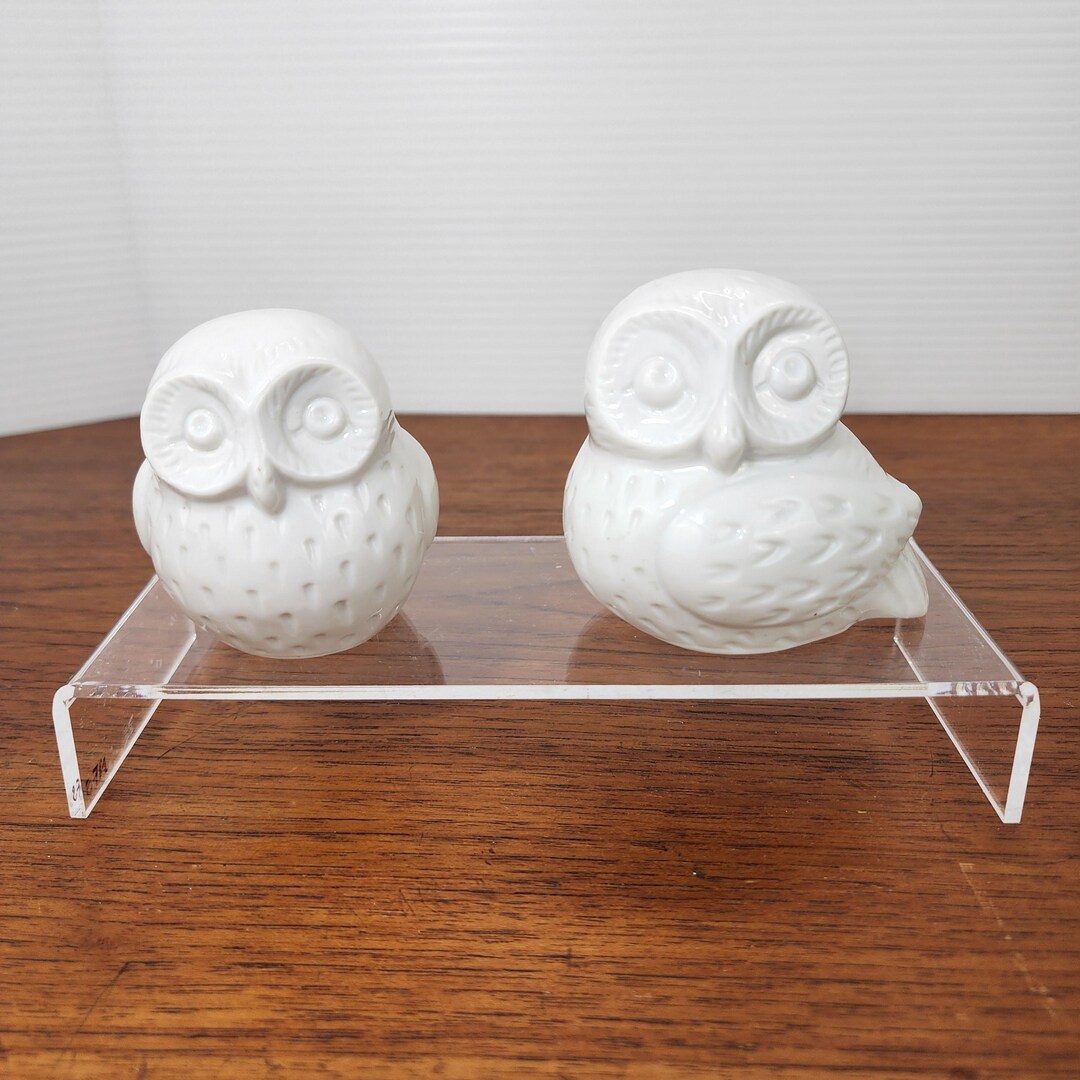 1960s Pair Vintage MCM Owl Figurines - OMC Japan - 3" White Ceramic ...