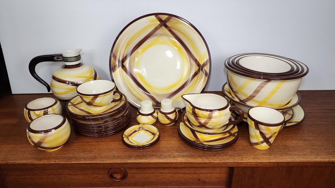 Midcentury Modern VERNONWARE ORGANDIE Vintage Hand Painted, Plaid 1937 ...