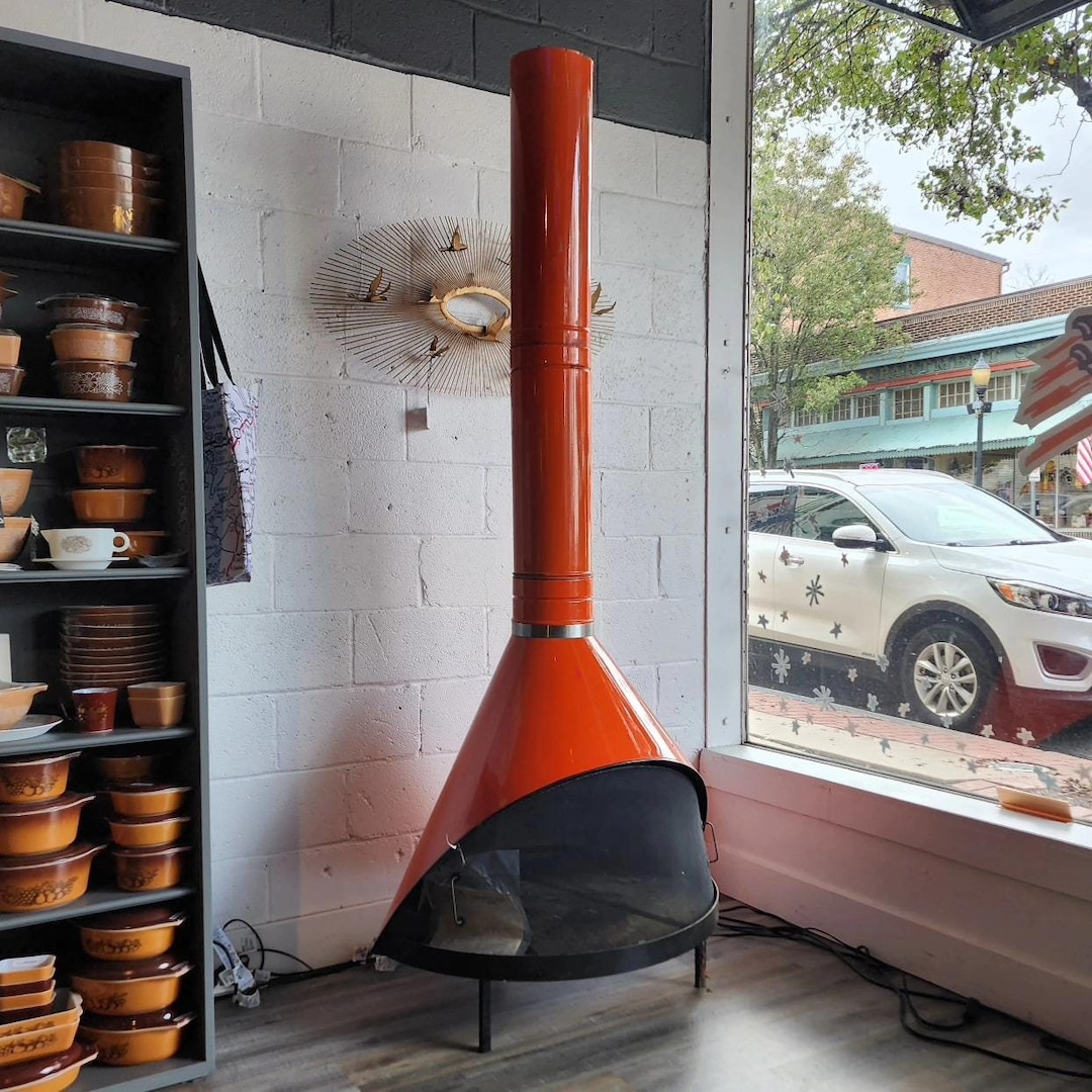 Vintage MCM Cone Fireplace - Orange, As-is Condition, Contact for ...