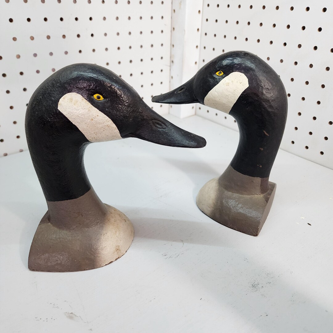 Pair 1970s Cast Iron Canadian Geese Bookends by Capt. Harry Jobes of ...