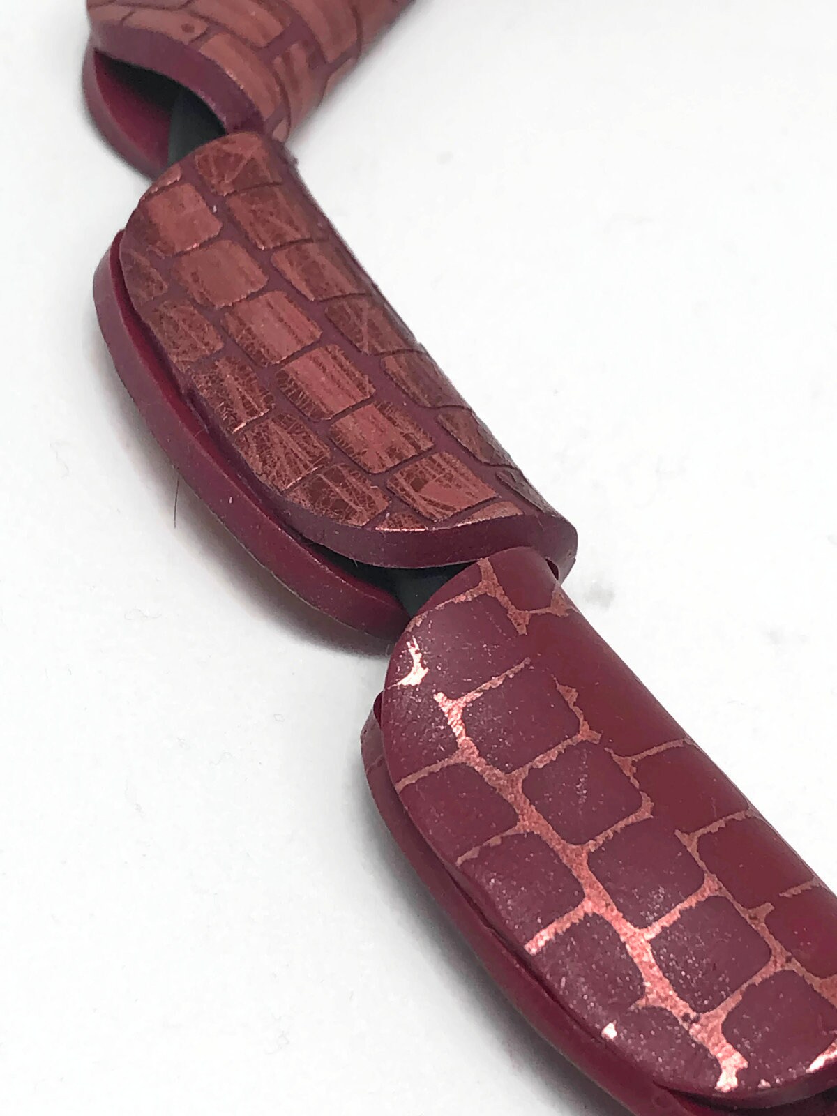 Shiny Red Polymer Clay Necklace Brick Design Beads Handmade Jewelry ...