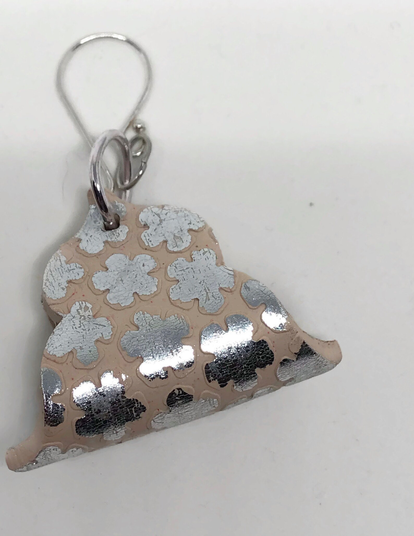 Silver and Cream Earrings Polymer Clay Earrings Silver Patterned ...