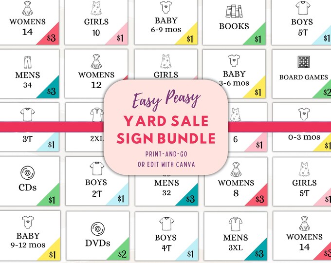 Yard Sale Pricing Tags Bundle, Garage Sale Price Tags, Rummage Sale ...