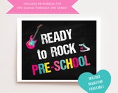 Ready to Rock Preschool Printable First Day of School Sign - Etsy