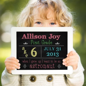 Printable Personalized First Day of School Chalkboard - Photo Prop Sign ...