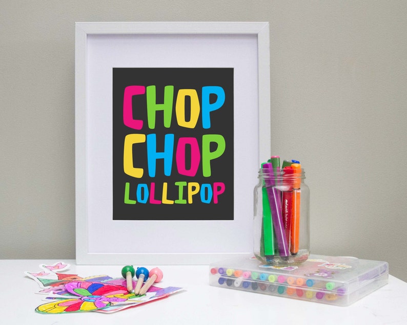 Kids Playroom Sign - Kids Subway Art Poster - Chop Chop Lollipop - Etsy
