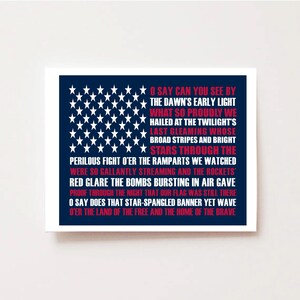 Patriotic Art Print - Fourth of July Decor - Star Spangled Banner Sign ...