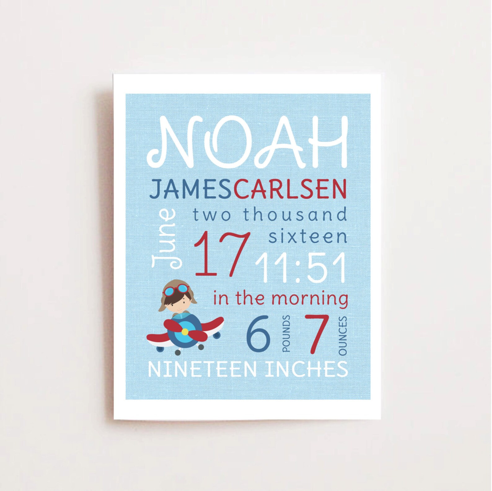 Airplane Nursery Art Set of 3 Baby Boy Pilot Nursery Print Personalized ...