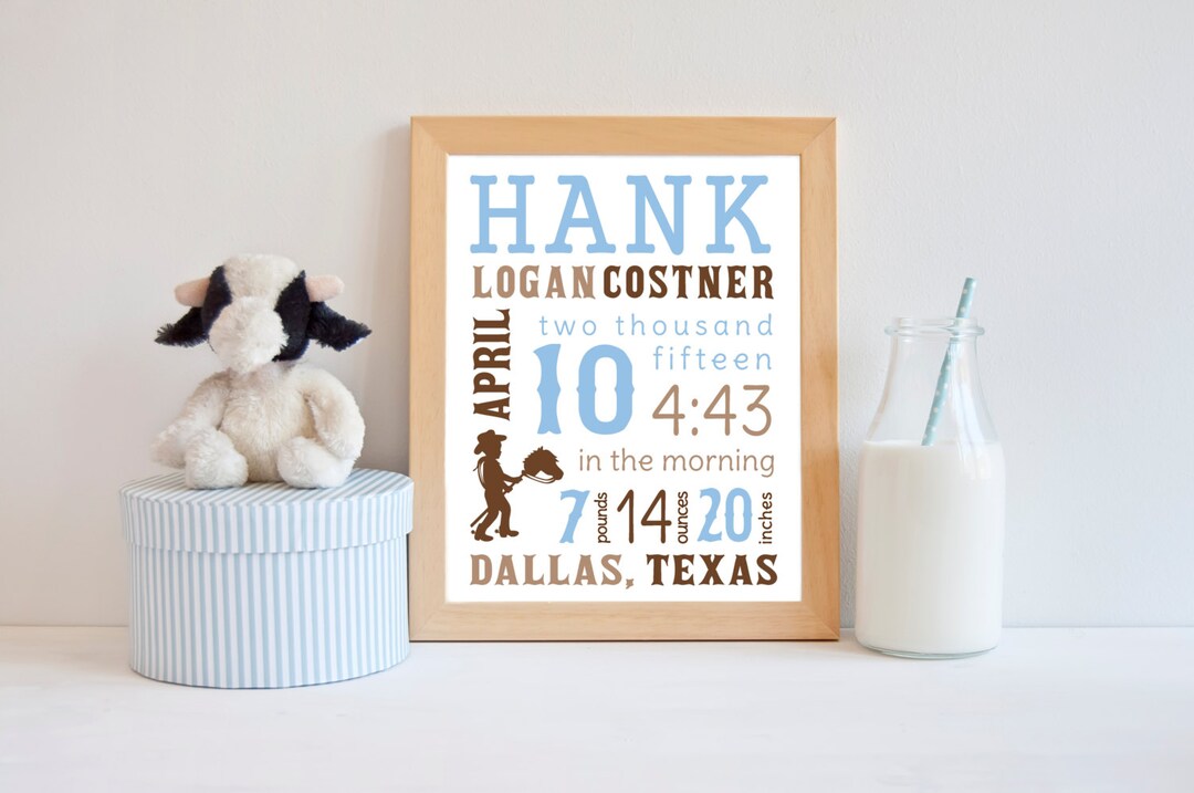 Western Nursery Personalized Art Print - Cowboy Nursery Print - Baby ...