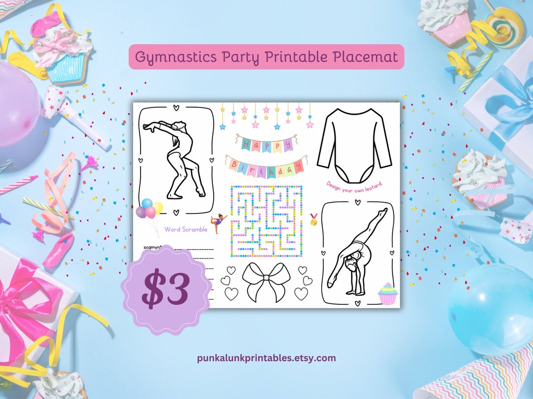 Gymnastics Coloring Sheet, Gymnastics Activity Page, Gymnastics Party ...